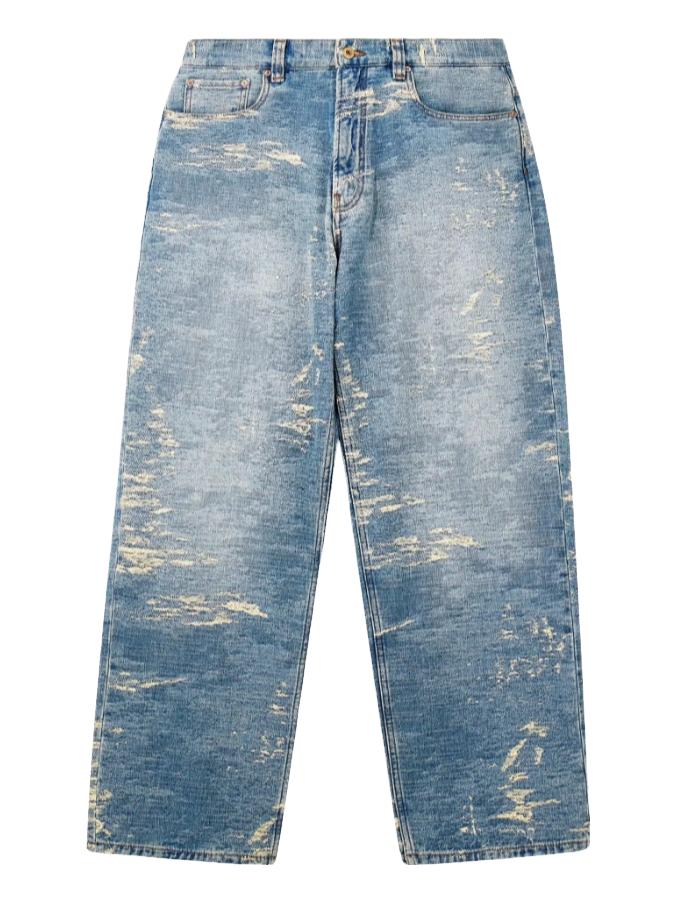 EMPORIO ARMANI Emporio Armani Distressed Stone Washed Denim 5-Pocket Pants